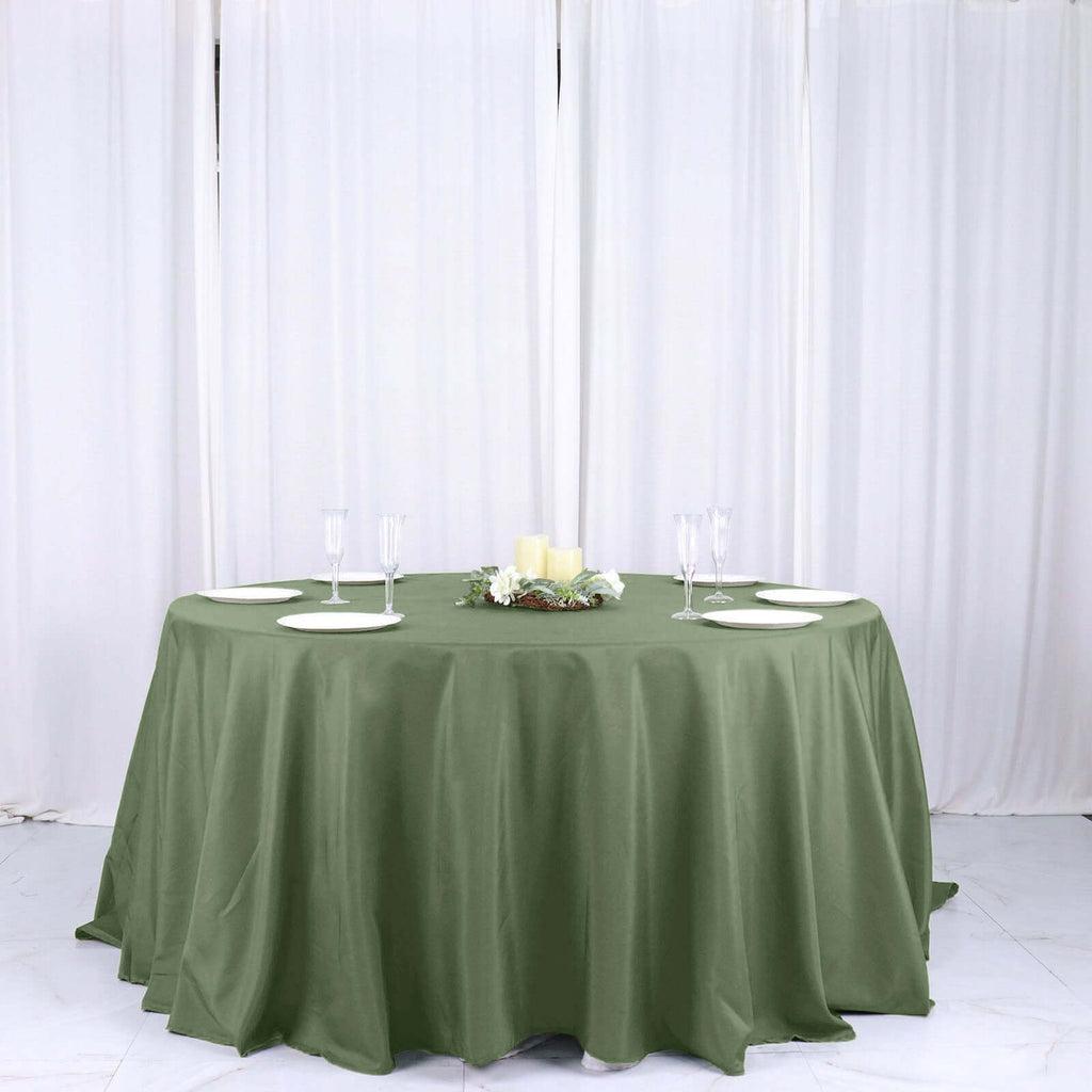 Polyester Round Tablecloth 132" Olive Green | TableclothsFactory