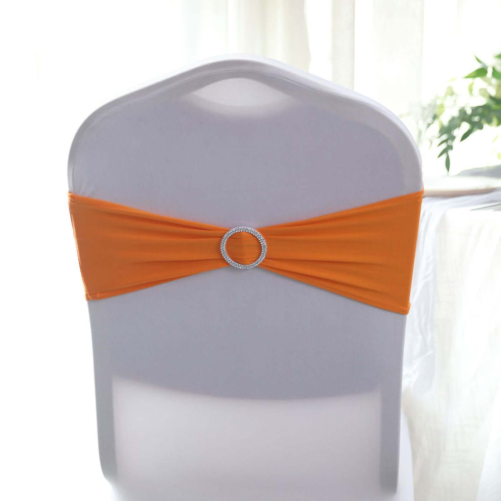 Spandex Sashes 5"x14" Orange with Diamond Buckle | TableclothsFactory