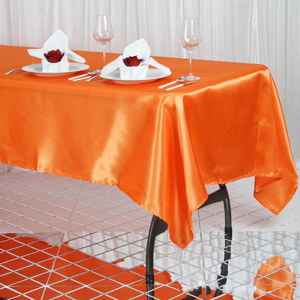 Satin Rectangle Tablecloth 60"x102" Orange | TableclothsFactory