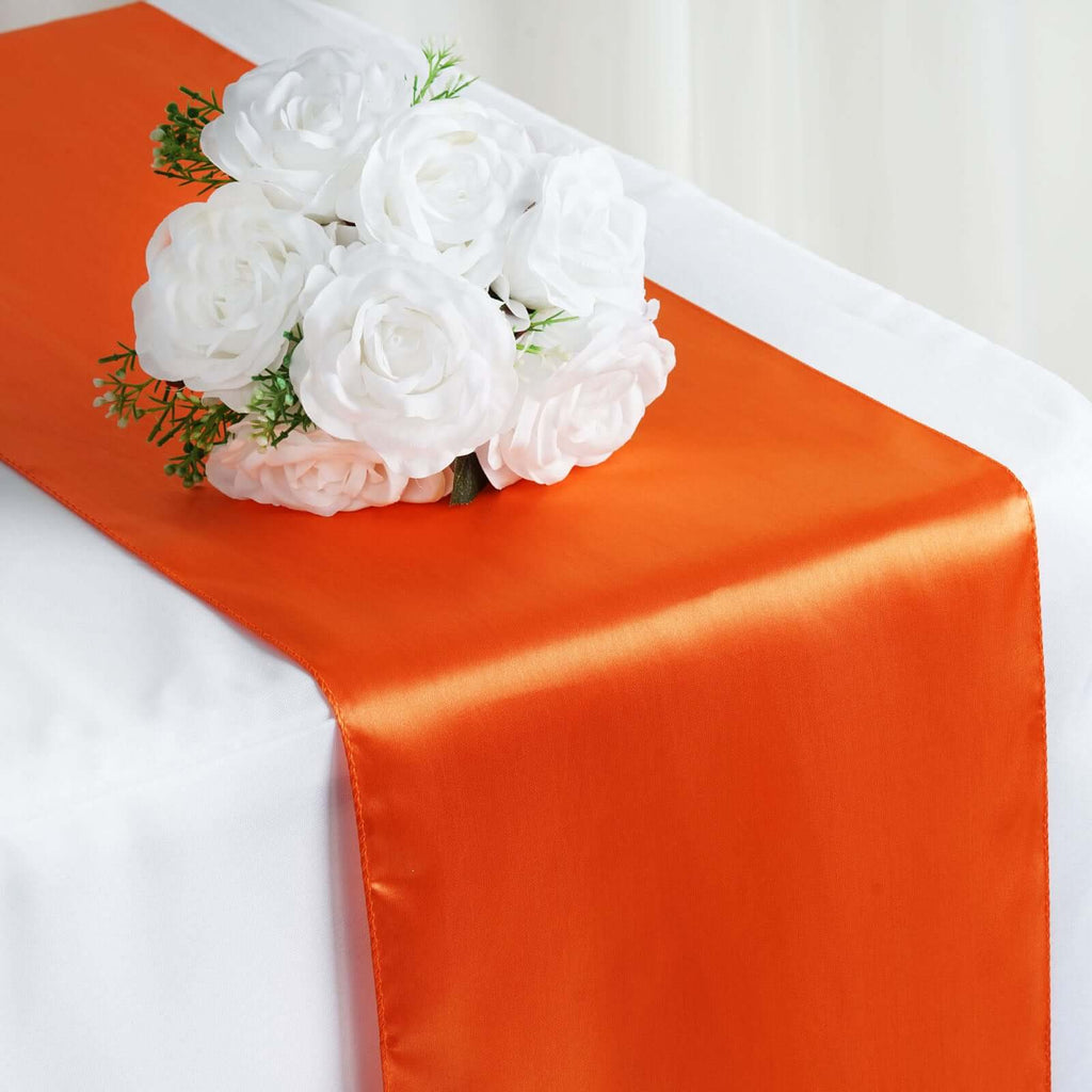 Satin Table Runner 12"x108" Orange | TableclothsFactory