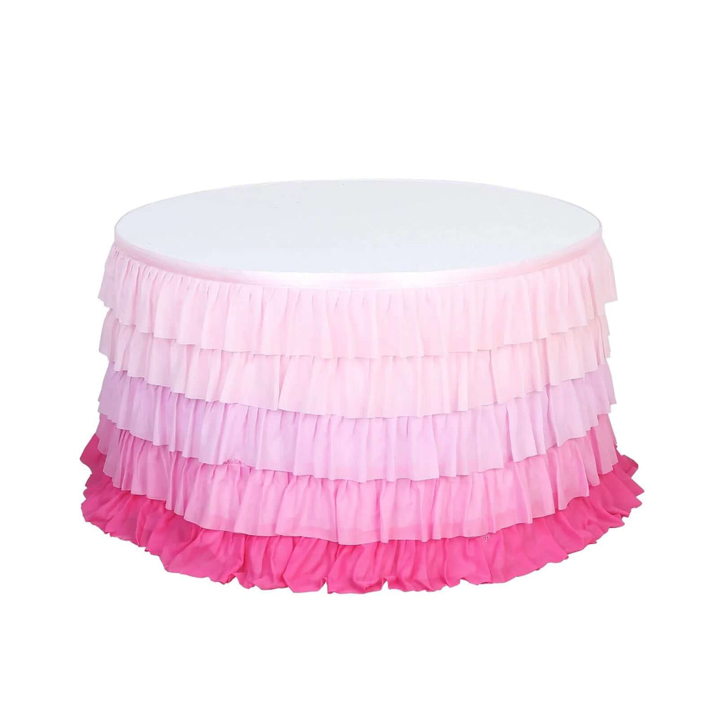 Chiffon Skirt 14ft Gradient Pink | TableclothsFactory