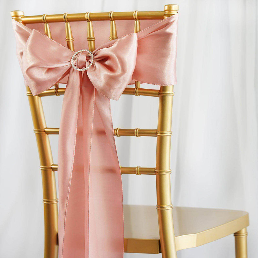 Satin Chair Sashes 6"x106" Dusty Rose | TableclothsFactory