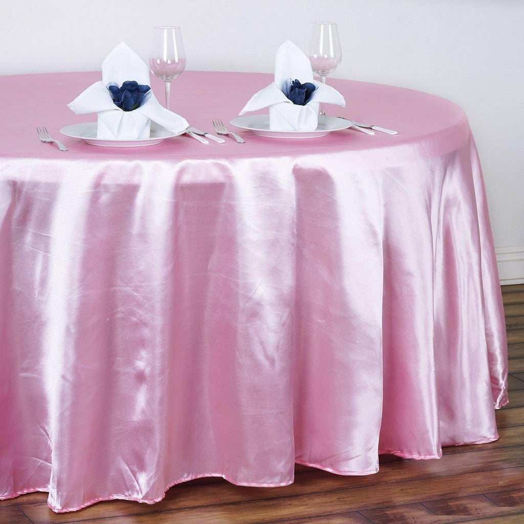 Satin Round Tablecloth 120" Pink | TableclothsFactory