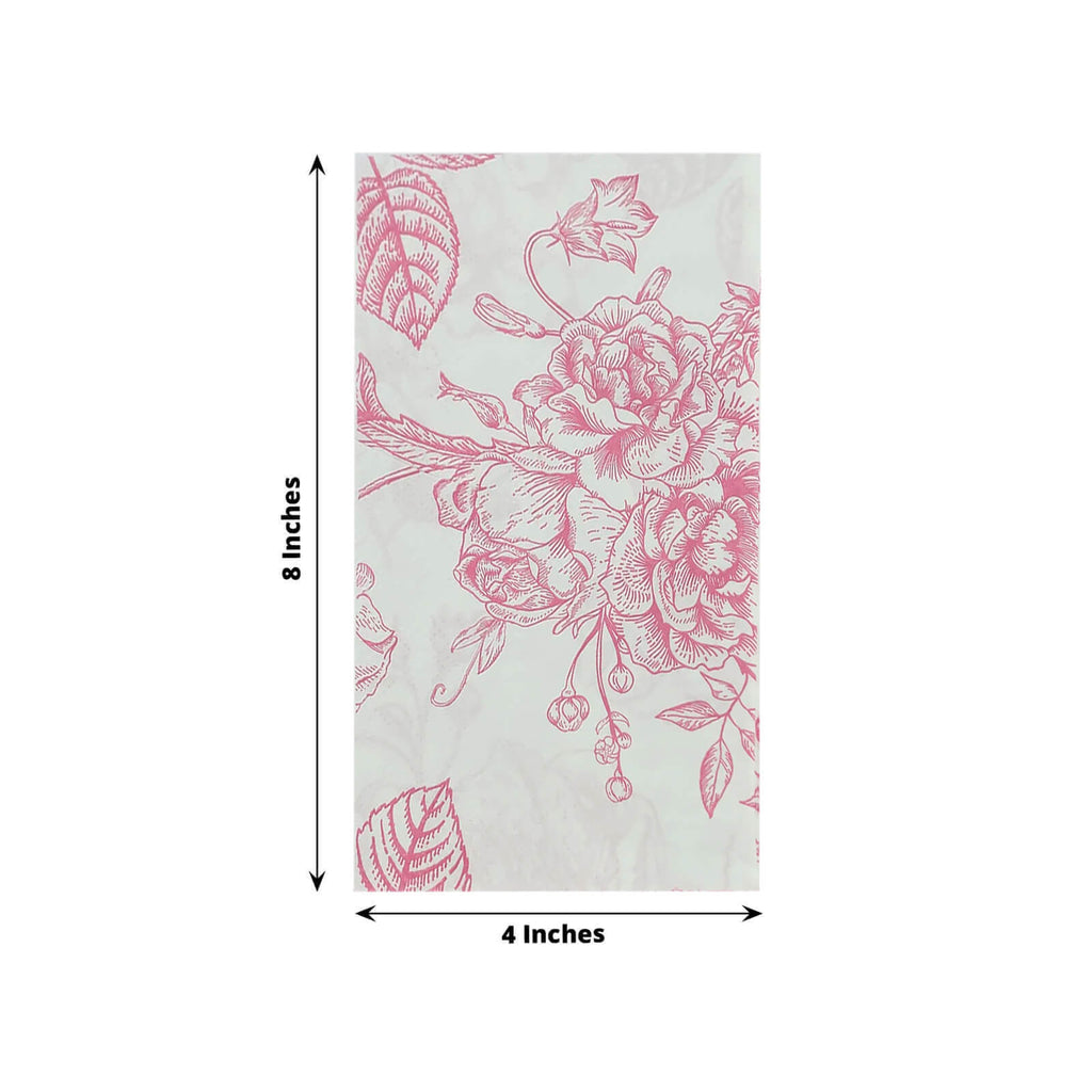 2-Ply White Pink Floral Napkins | TableclothsFactory