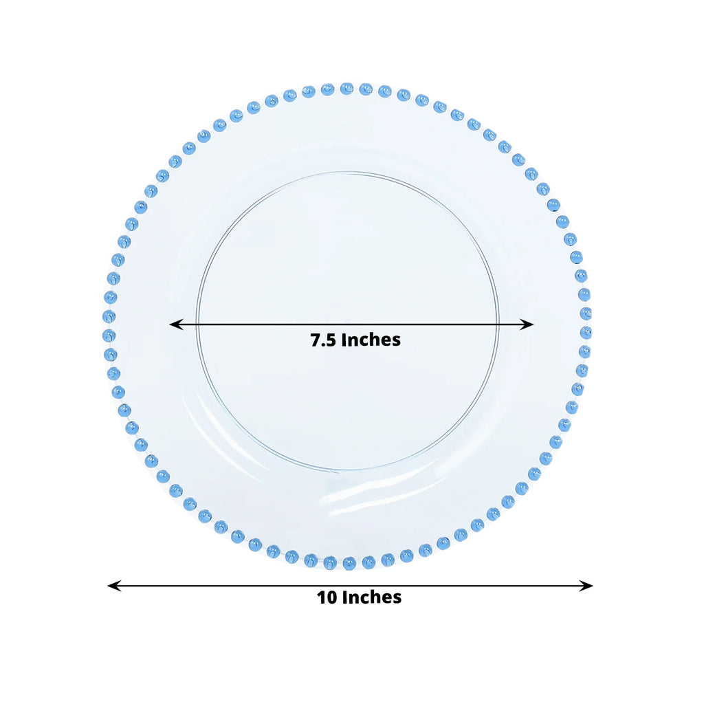 Beaded Rim Plastic 10" Dinner Plates Transparent Dusty Blue ...