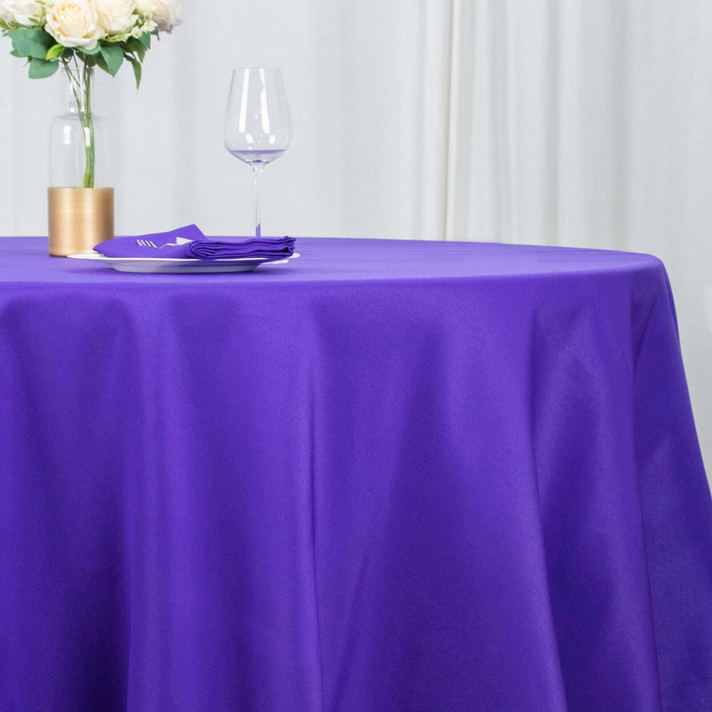 Premium Polyester Tablecloth 132" Purple | TableclothsFactory