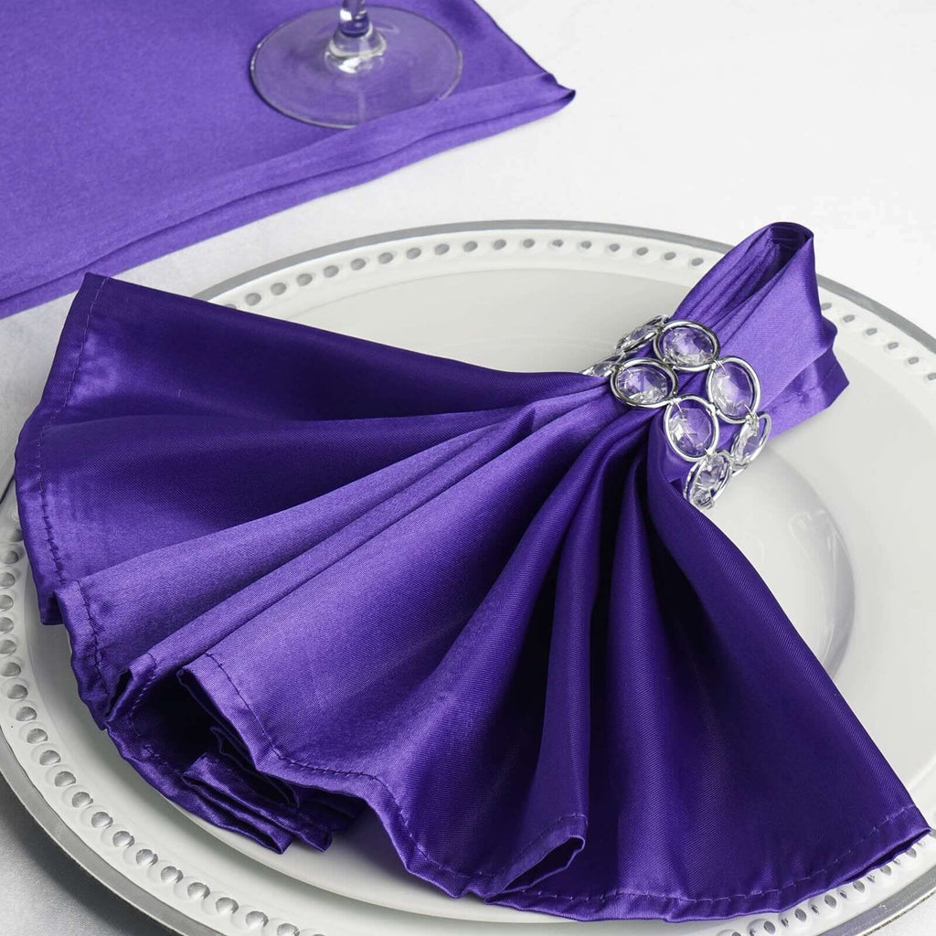 Satin Napkins 20"x20" Purple | TableclothsFactory