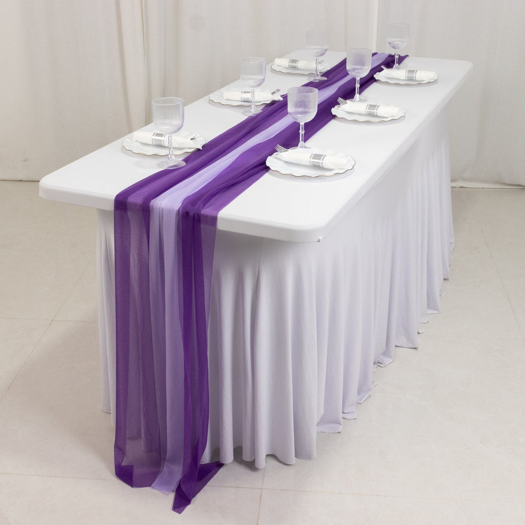 20-Pack 9ft Sheer Table Runners – Purple/Lavender Lilac Shimmer Sheer
