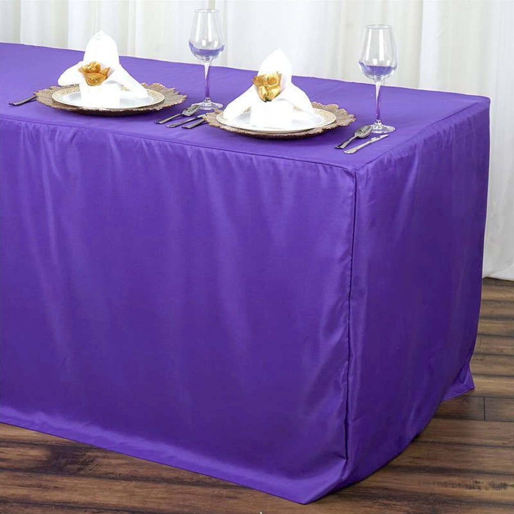 Fitted Polyester Tablecloth 72"x30" Purple | TableclothsFactory