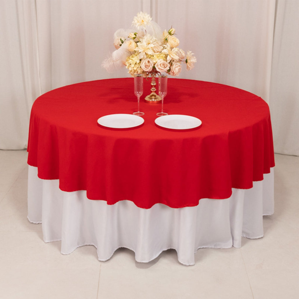 Cotton Blend Round Tablecloth 90" Red | TableclothsFactory