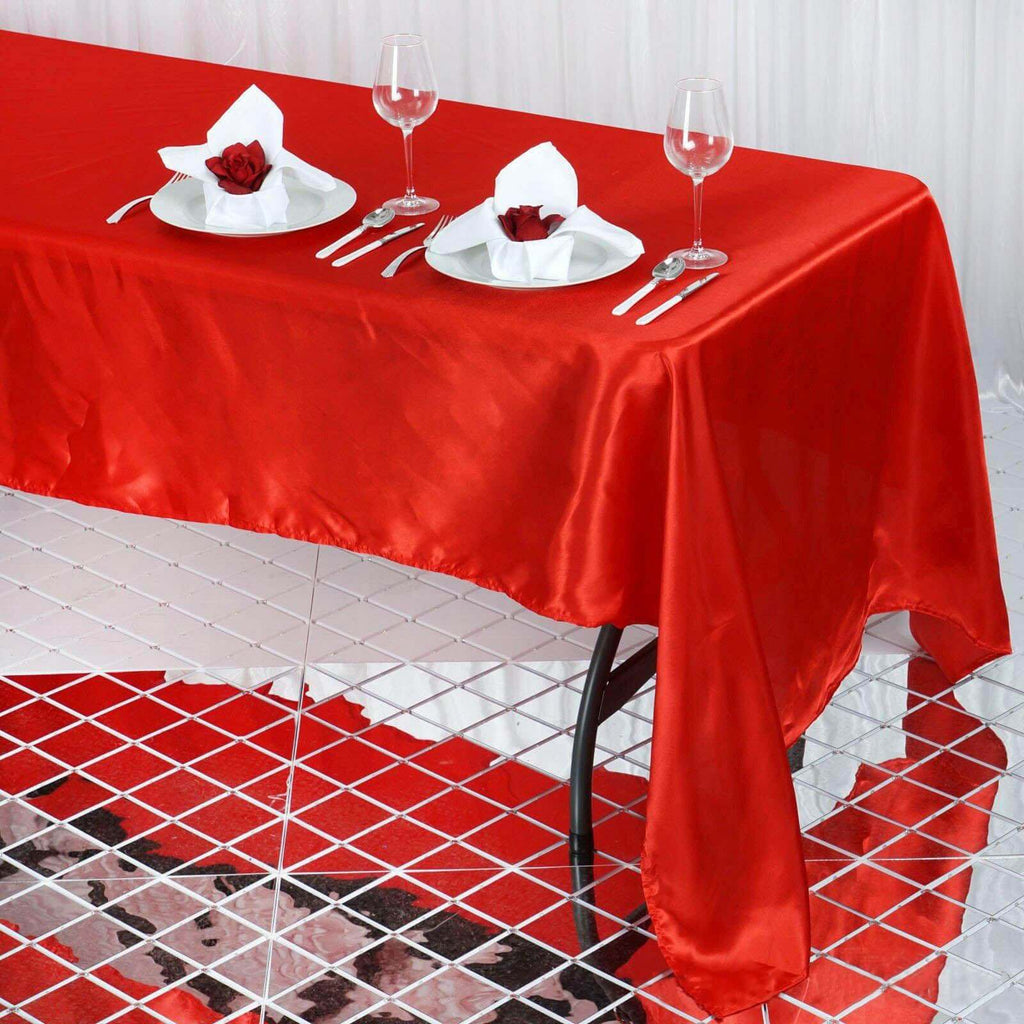 Satin Rectangle Tablecloth 60"x126" Red | TableclothsFactory