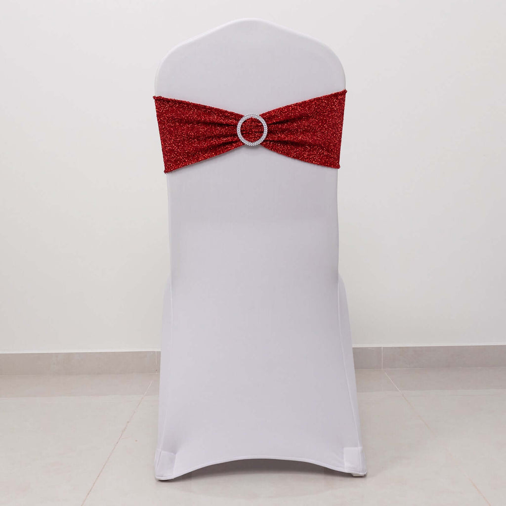 Buckle Spandex Chair Sashes Red 5"x12" | TableclothsFactory