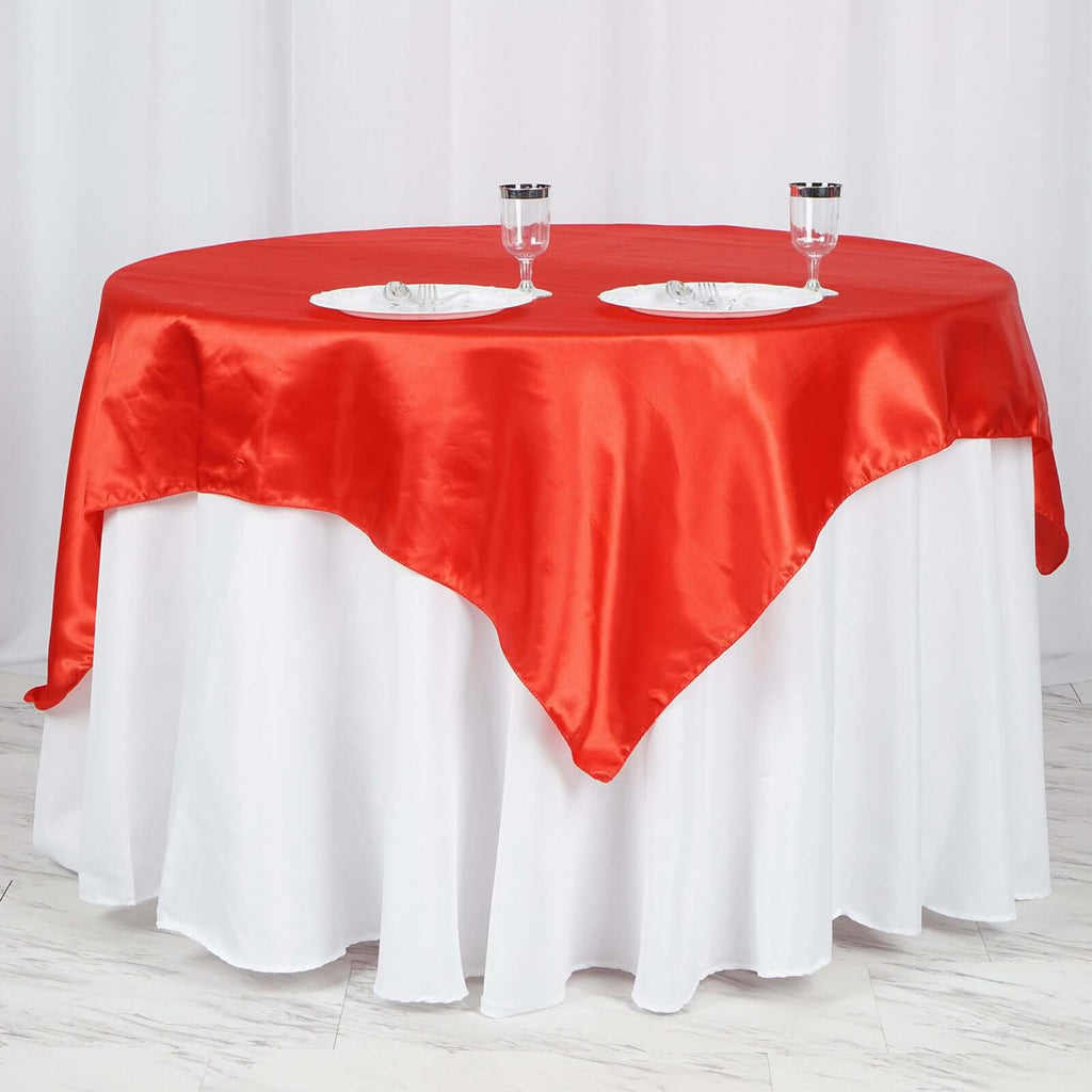 Satin Table Overlay 60"x60" Red | TableclothsFactory