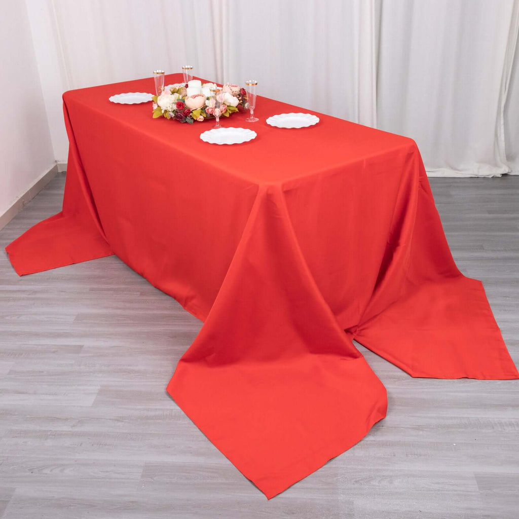Premium Polyester Tablecloth 90"x156" Red | TableclothsFactory