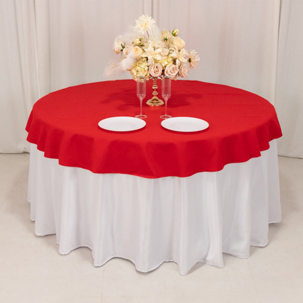 Cotton Blend Round Tablecloth 70" Red | TableclothsFactory