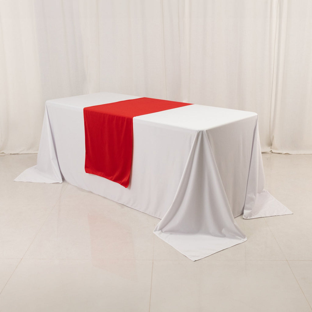 Wide Polyester Table Runner 24"x72" Red | TableclothsFactory