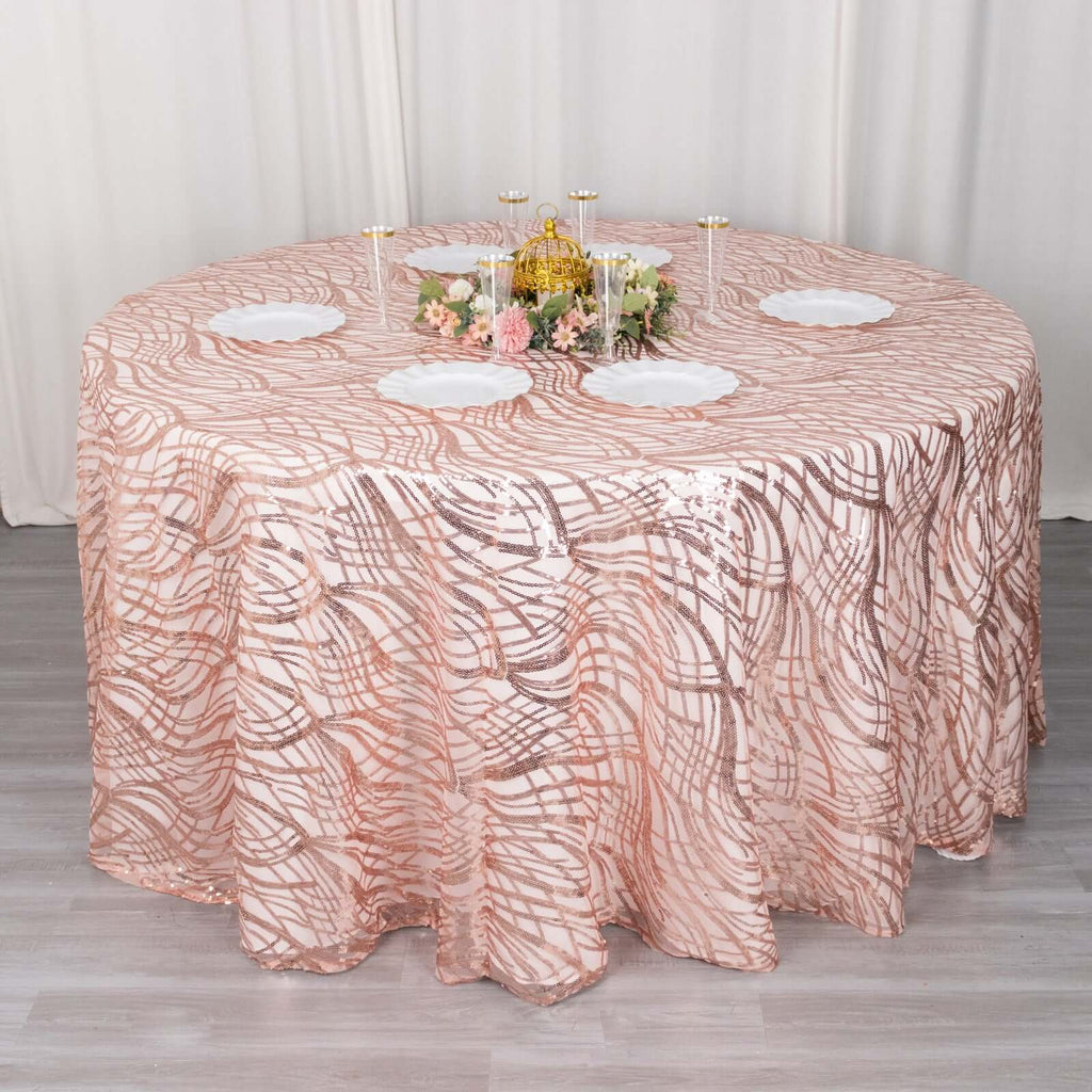 Sequins Tablecloth 120" Rose Gold | TableclothsFactory