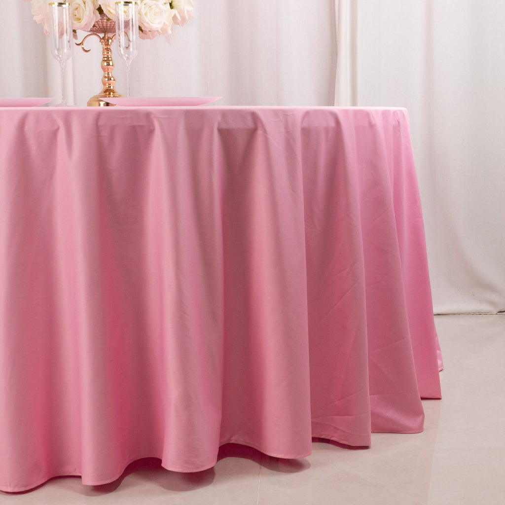 Premium Scuba Round Tablecloth 120" Pink | TableclothsFactory