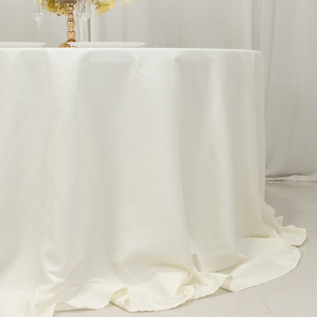 Cotton Blend Round Tablecloth 132" Ivory | TableclothsFactory