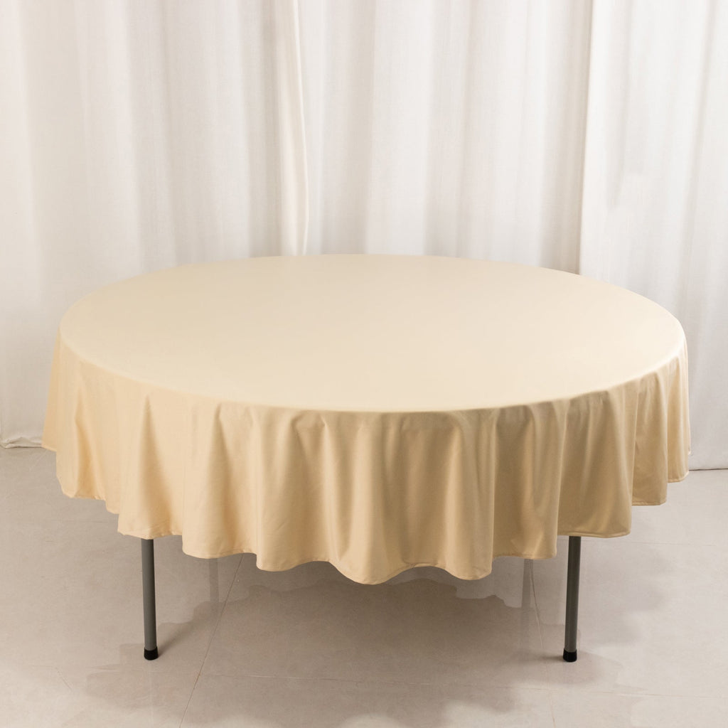 Premium Scuba Round Tablecloth 90" Beige | TableclothsFactory