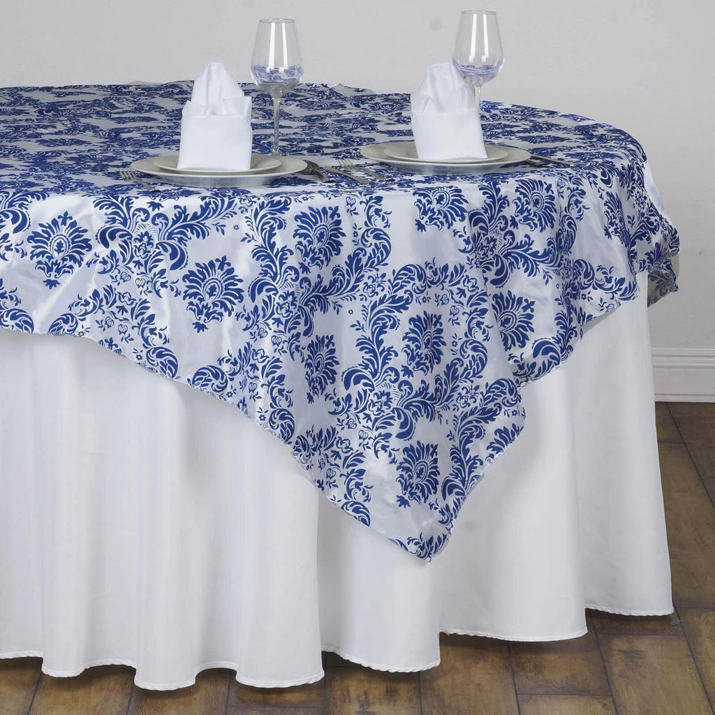 Damask Overlay 60"x60" Royal Blue | TableclothsFactory