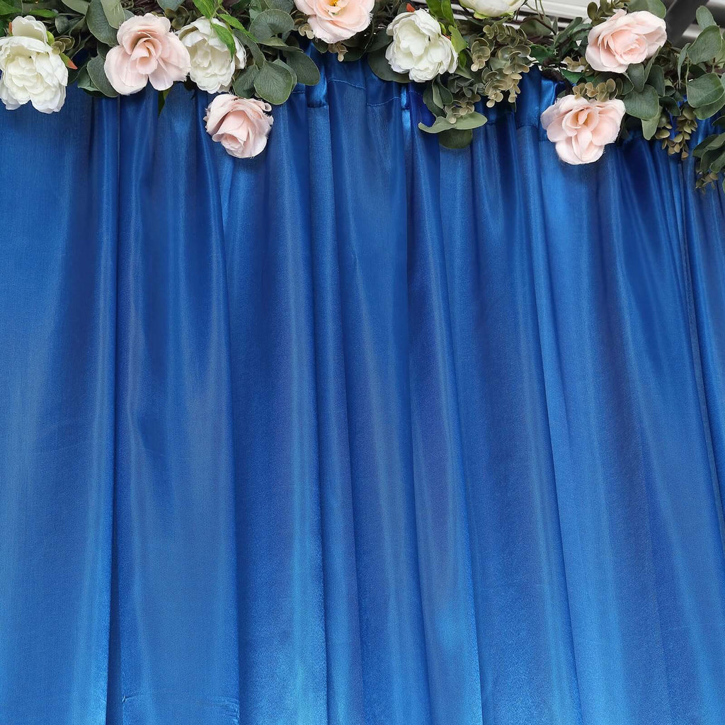 Royal Blue Satin Event Curtain Drapes 8ftx10ft | TableclothsFactory