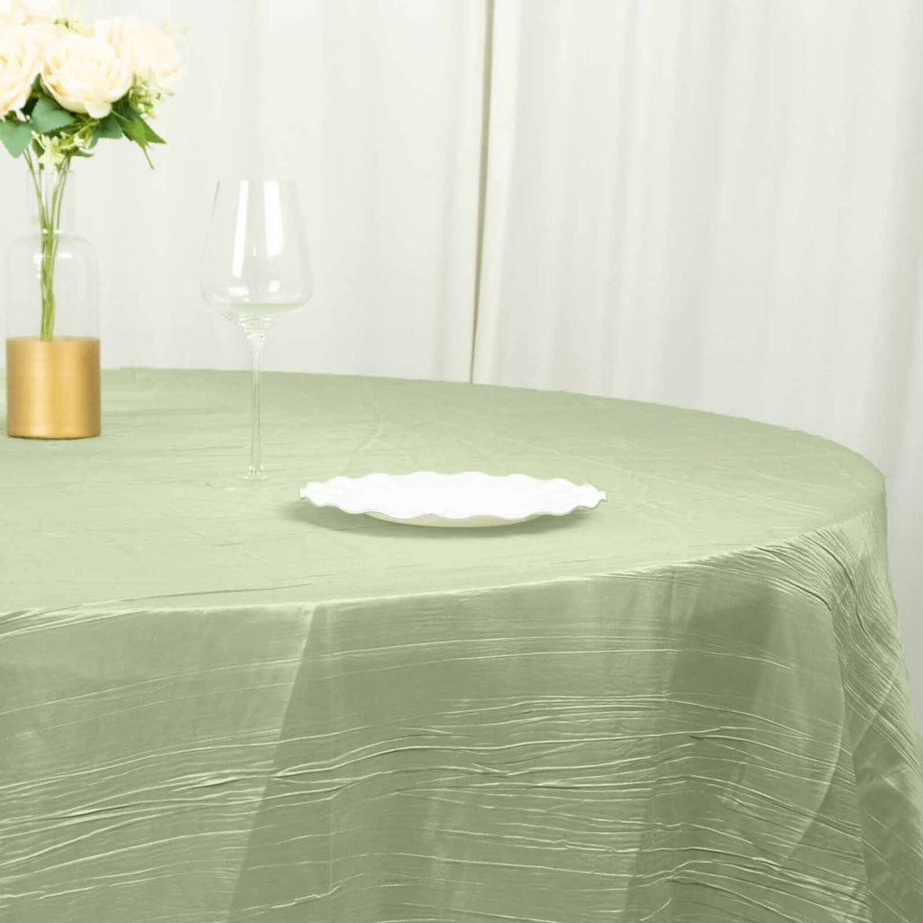 Accordion Crinkle Tablecloth 120" Sage Green | TableclothsFactory