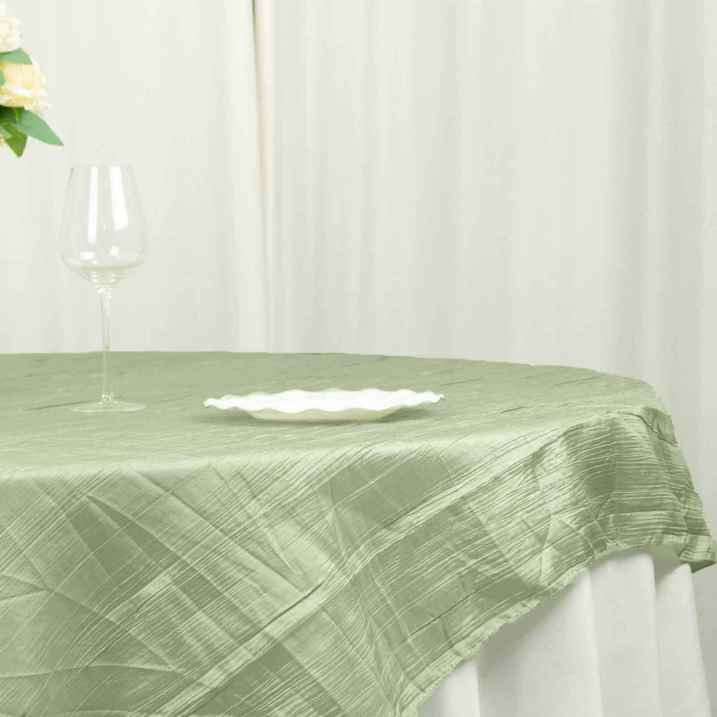 Crinkle Taffeta Overlay 72"x72" Sage Green | TableclothsFactory