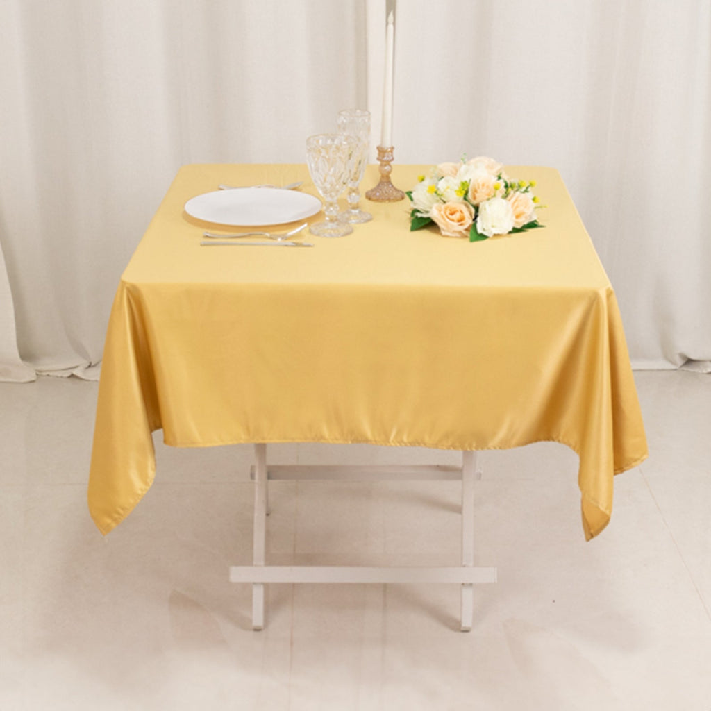 Lamour Satin Tablecloth 54"x54" Champagne | TableclothsFactory
