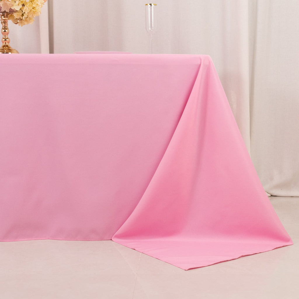 Premium Polyester Tablecloth 90"x132" Pink | TableclothsFactory