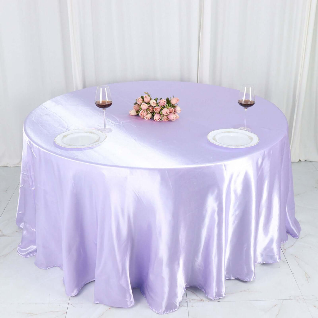 Satin Round Tablecloth 120" Lavender | TableclothsFactory