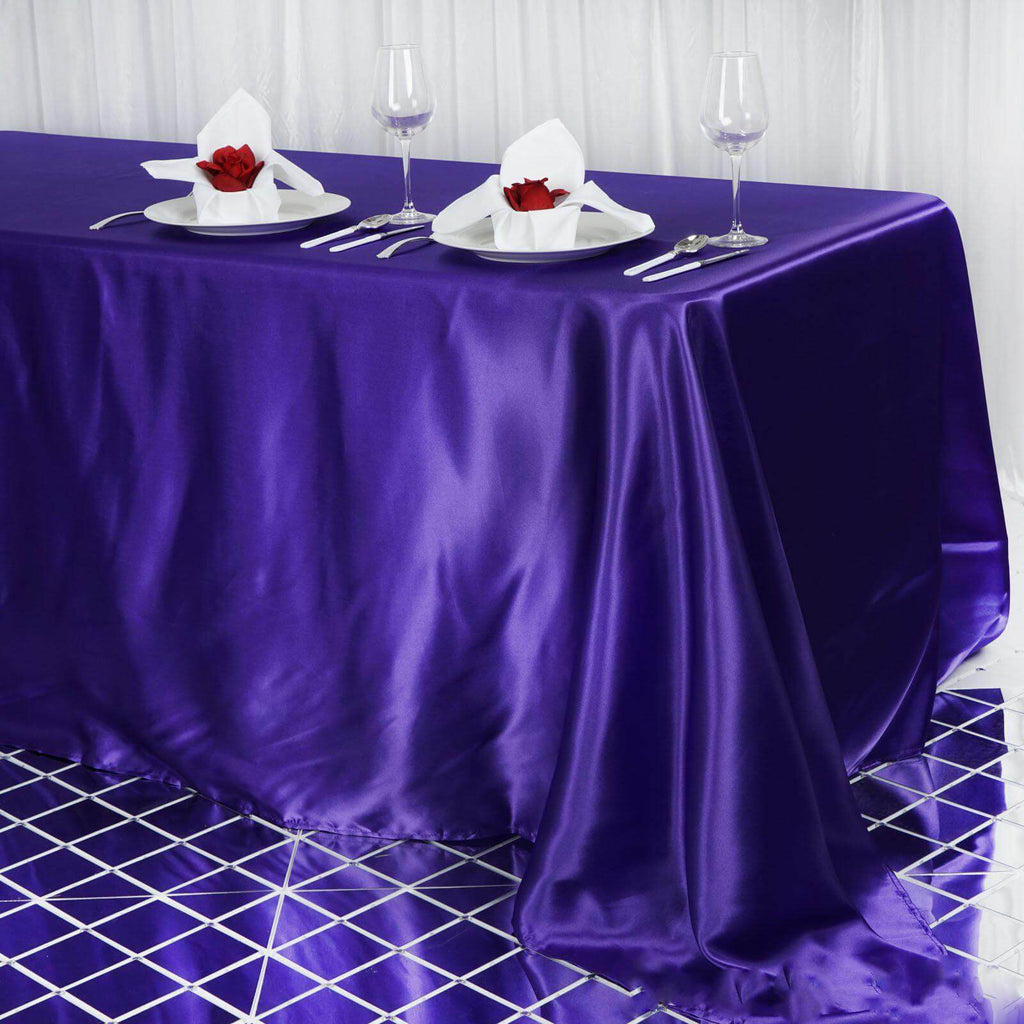 Satin Rectangle Tablecloth 90"x156" Purple | TableclothsFactory