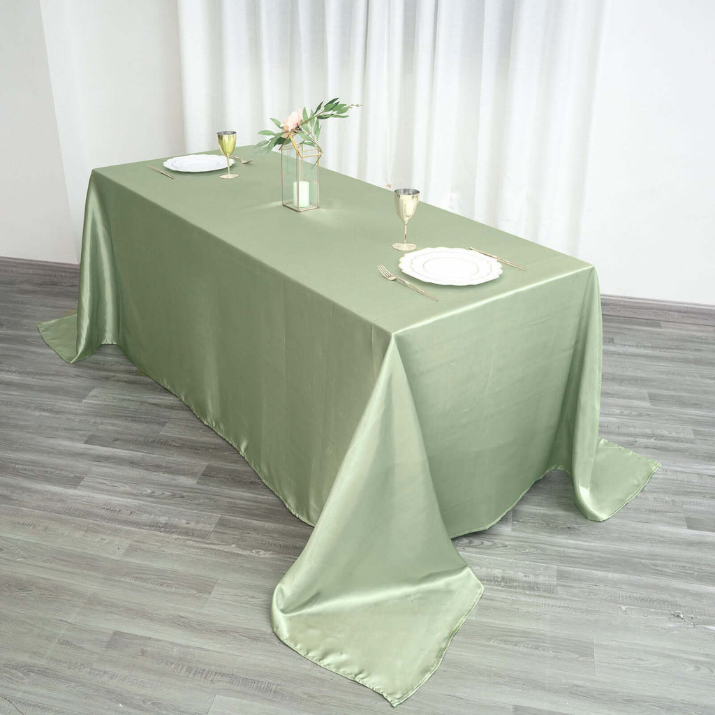 Satin Tablecloth 90"x132" Sage Green | TableclothsFactory