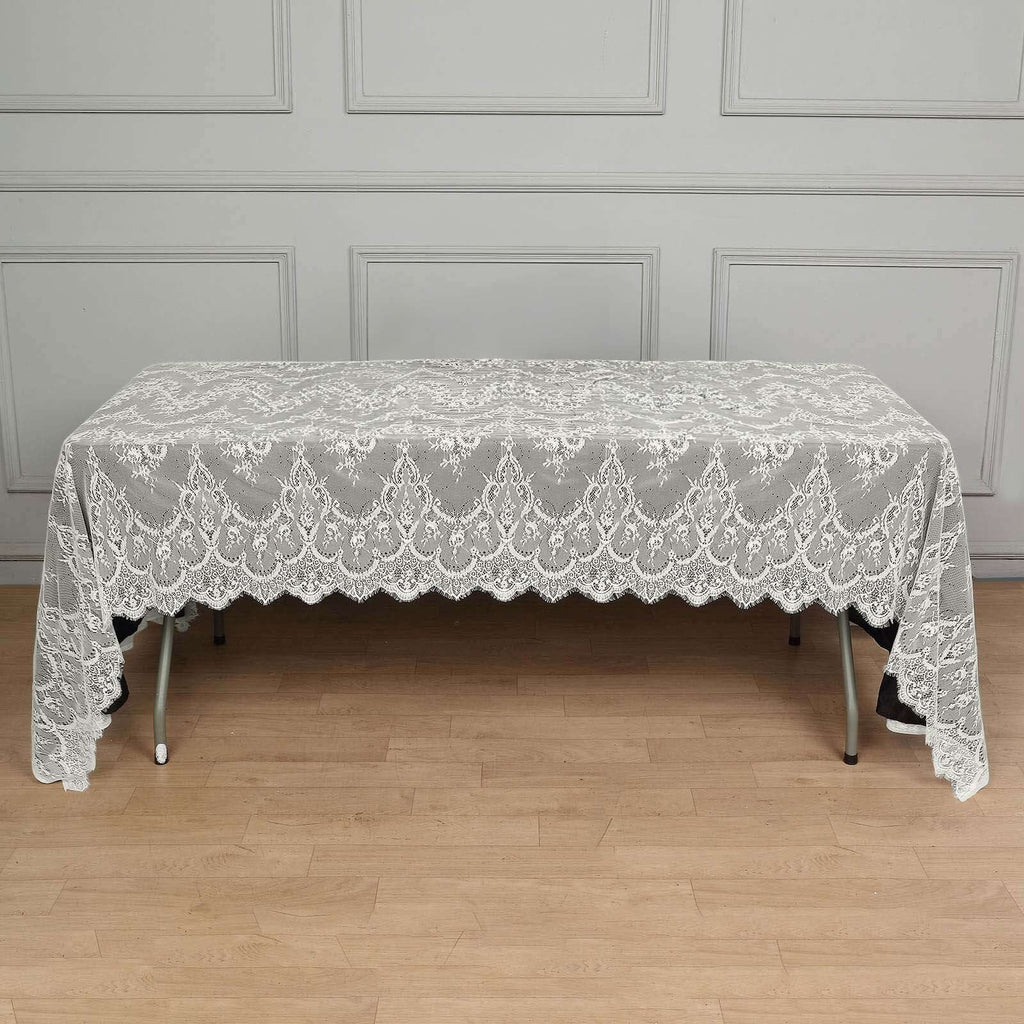 Lace Rectangle Tablecloth 60"x120" Ivory | TableclothsFactory