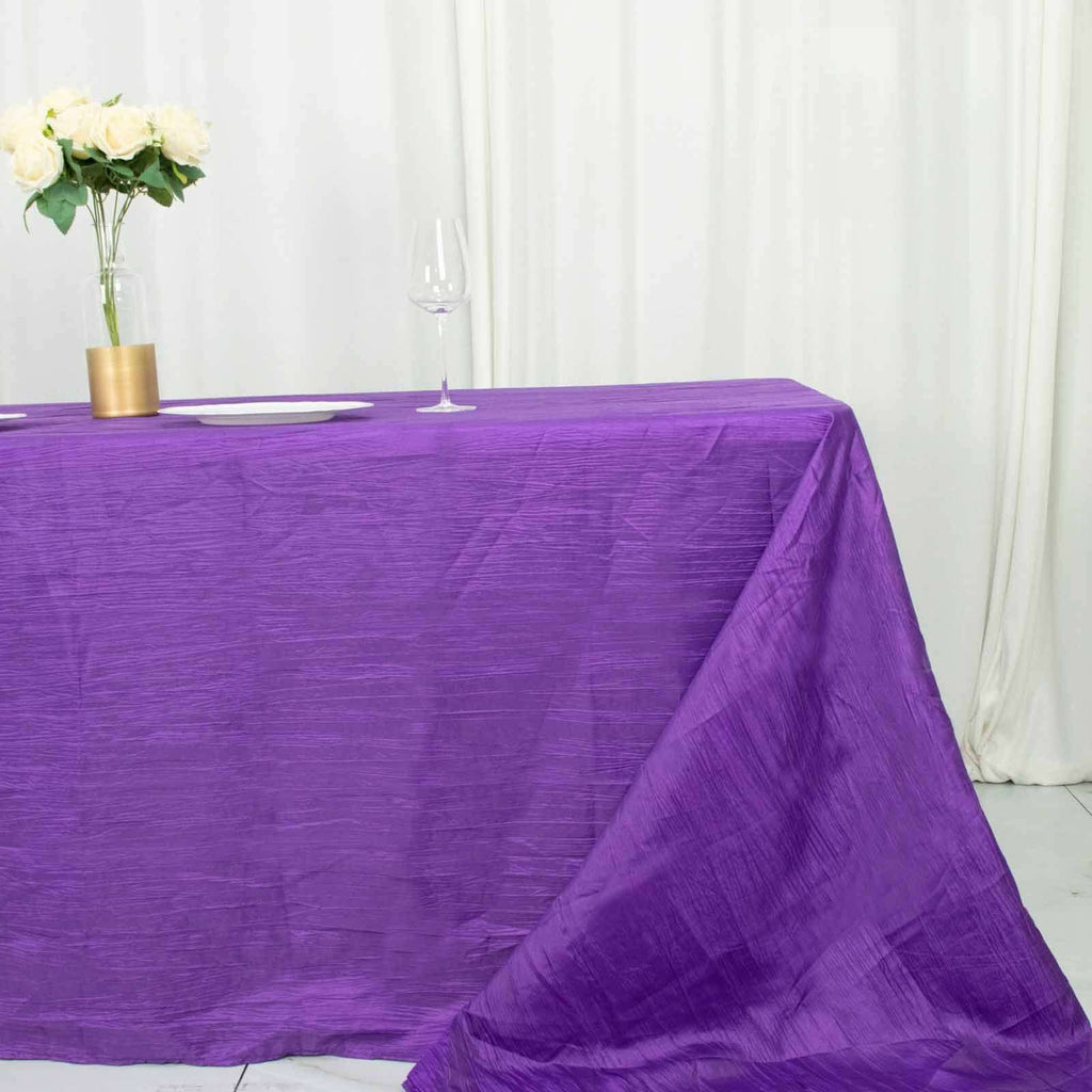 Accordion Crinkle Tablecloth 90"x156" Purple | TableclothsFactory