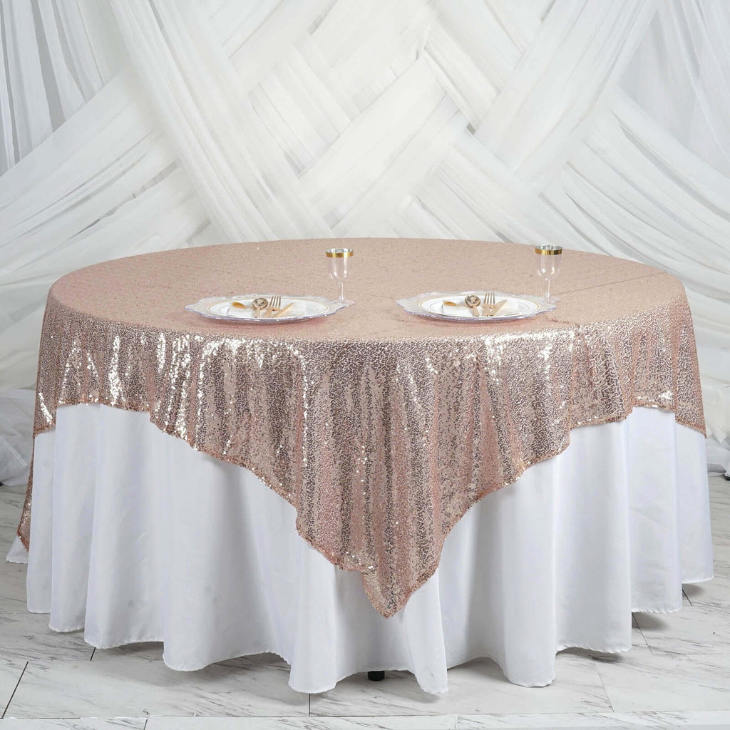 Sequin Table Overlay 90"x90" Blush | TableclothsFactory