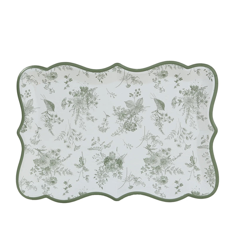 Damask Rectangle Paper Tray White/Blue 14"x10" | TableclothsFactory