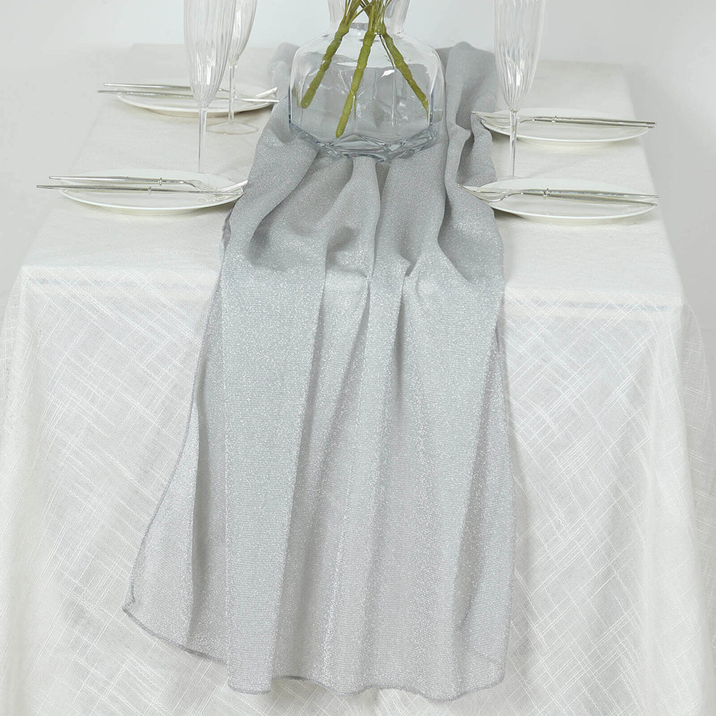 Gauze Runner 27"x120" Silver | TableclothsFactory