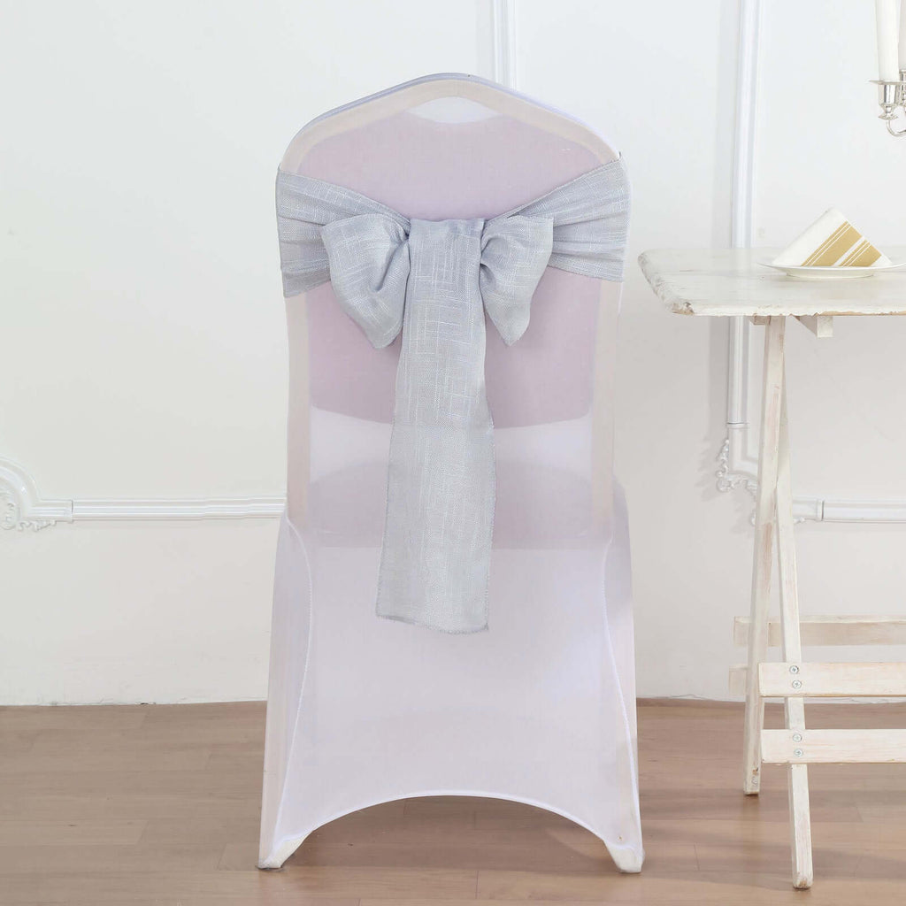 Linen Chair Sashes 6"x108" Silver | TableclothsFactory