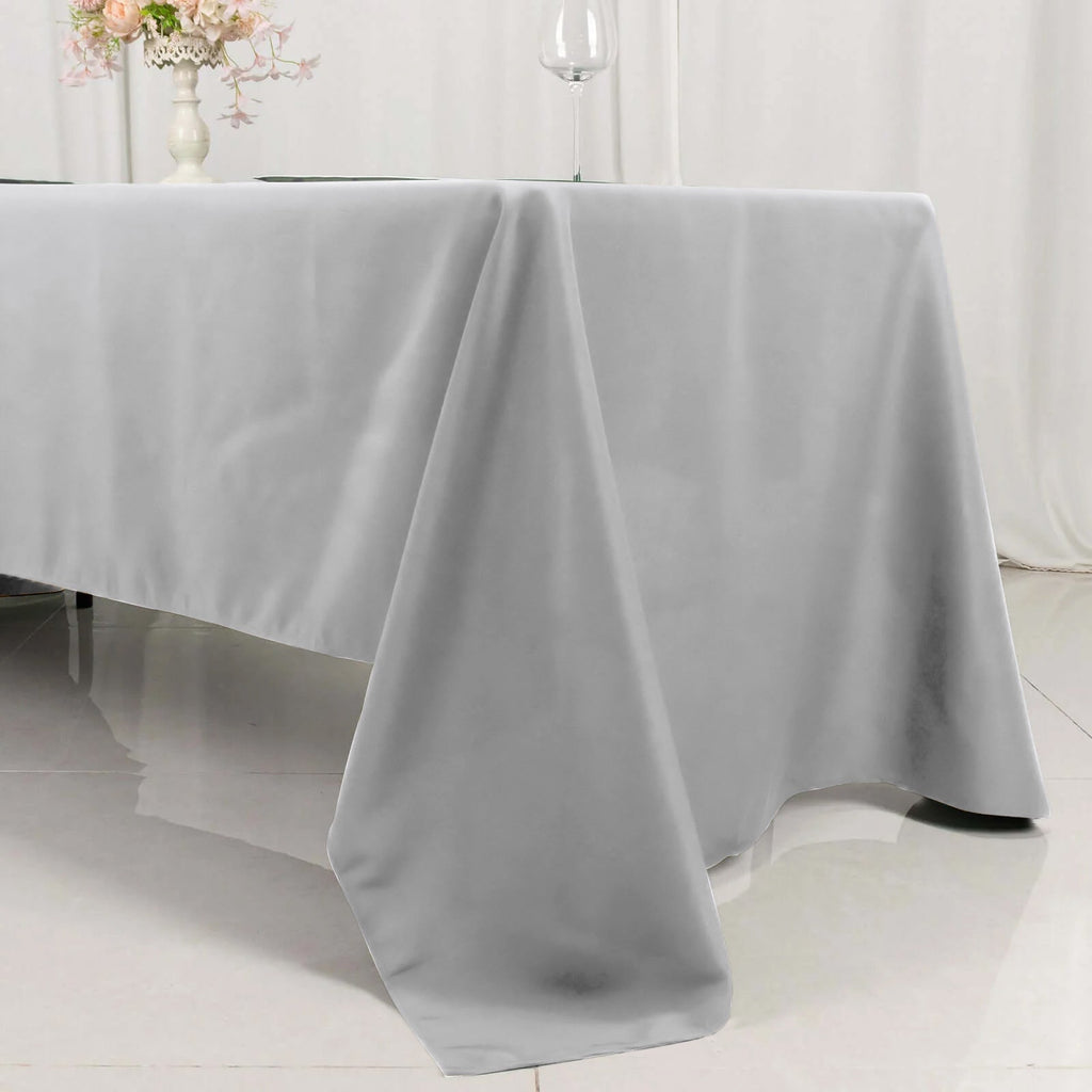 Premium Polyester Tablecloth 60"x126" Silver | TableclothsFactory