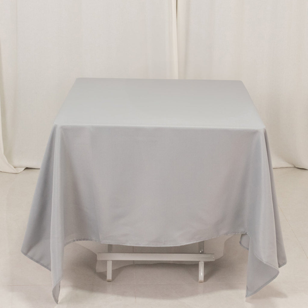 Premium Polyester Tablecloth 70"x70" Silver | TableclothsFactory