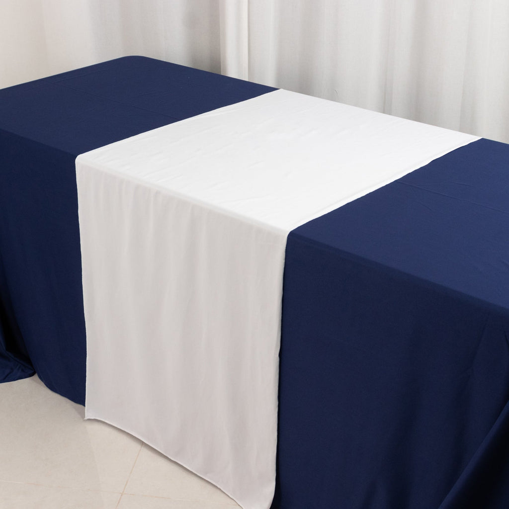 Wide Polyester Table Runner 24"x72" White by TableclothsFactory.com