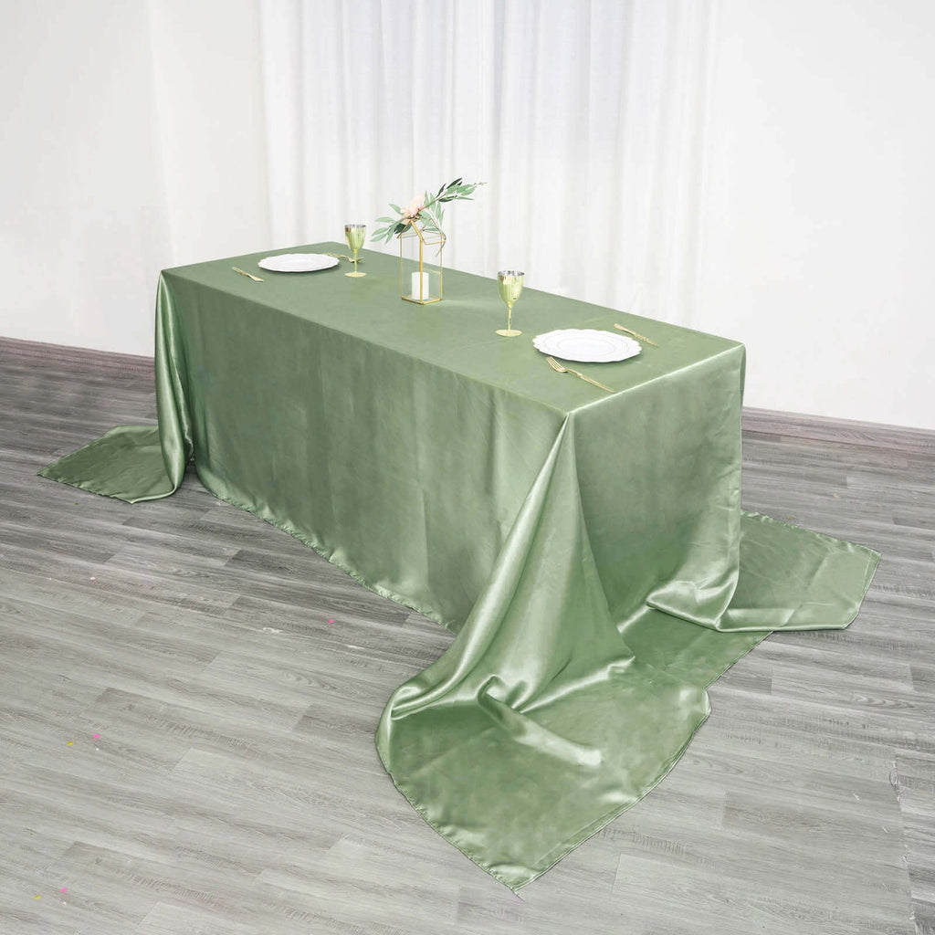 Satin Tablecloth 90"x156" Sage Green | TableclothsFactory