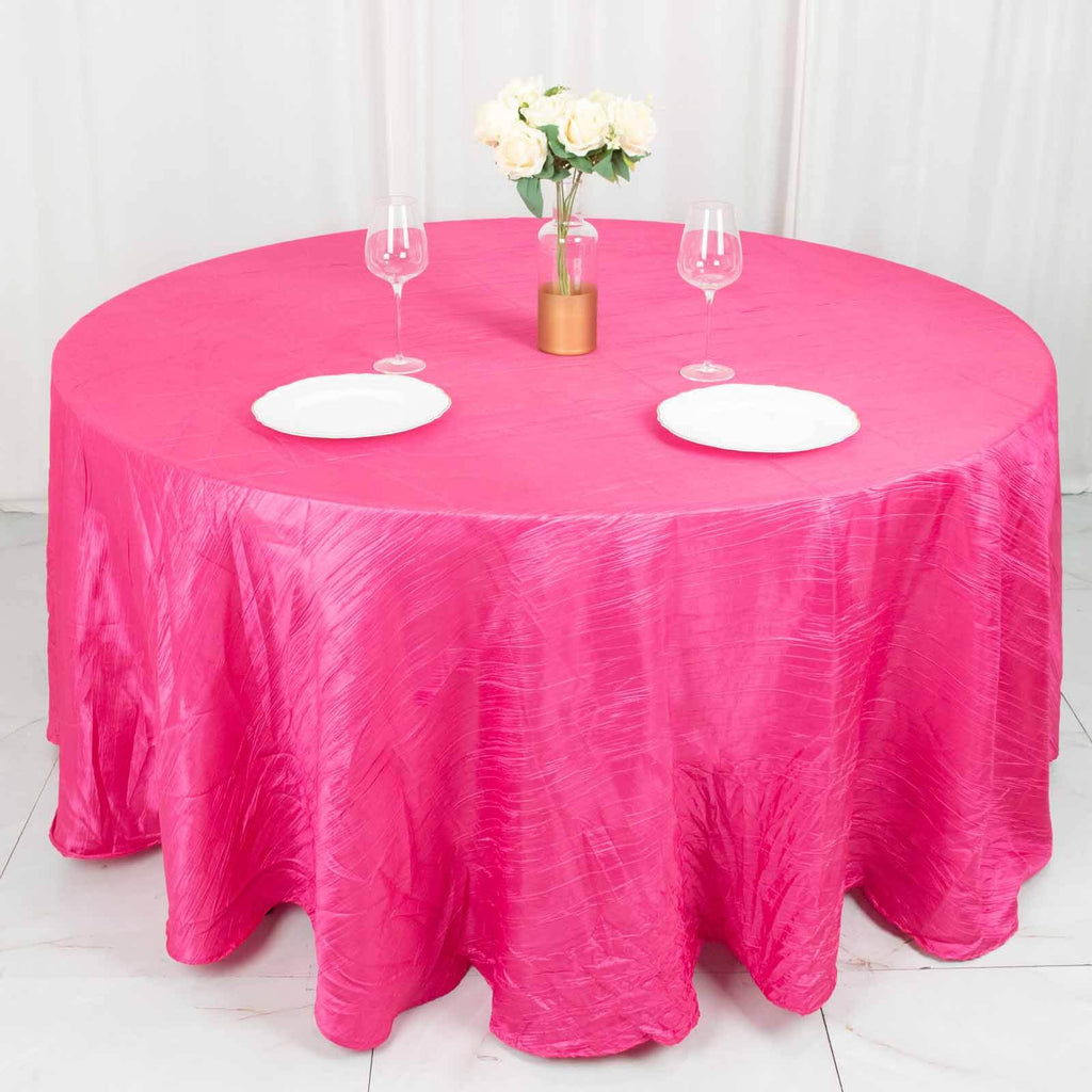 Accordion Crinkle Tablecloth 120" Fuchsia | TableclothsFactory