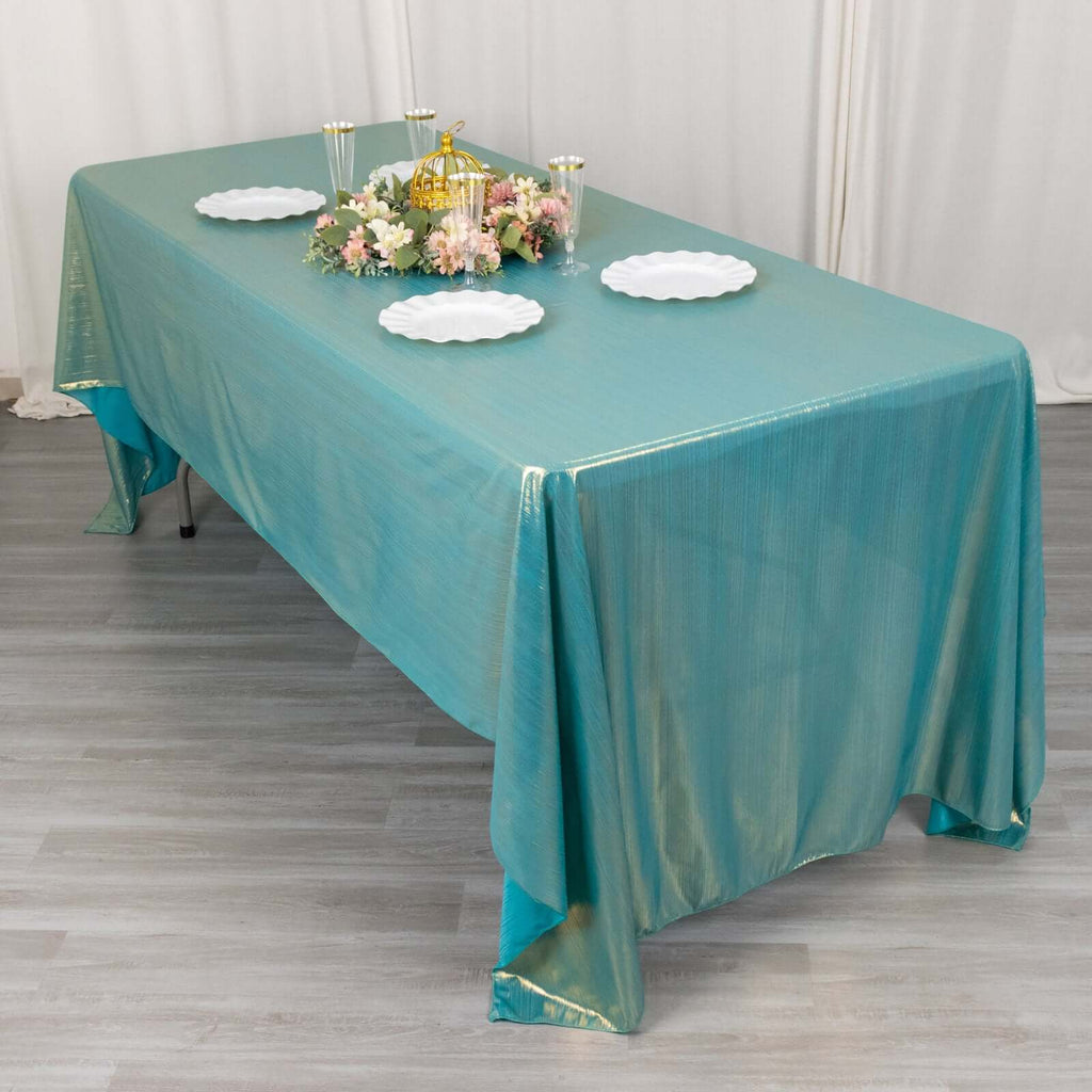 Sequin Dots Rectangle Tablecloth 60"x126" Turquoise | TableclothsFactory