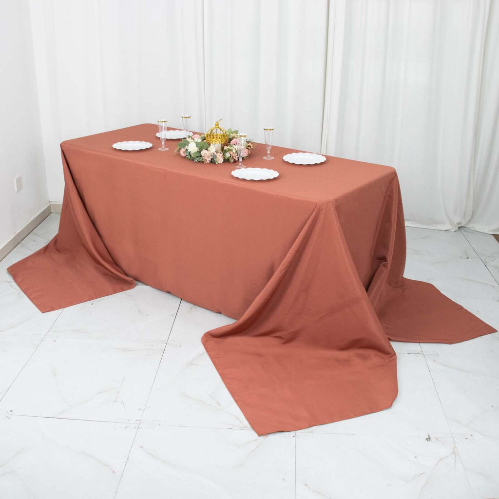 Premium Polyester Tablecloth 90"x156" Terracotta | TableclothsFactory