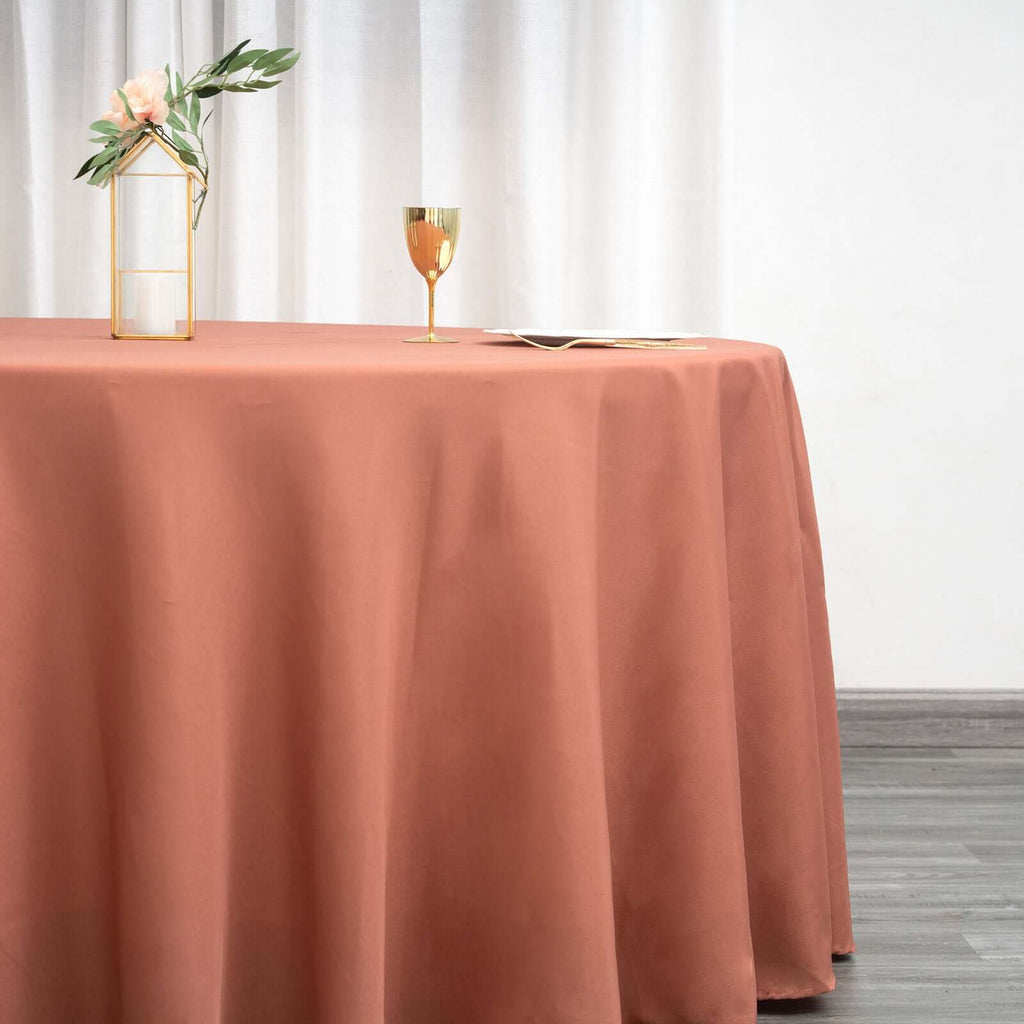 Polyester Round Tablecloth 120" Terracotta | TableclothsFactory