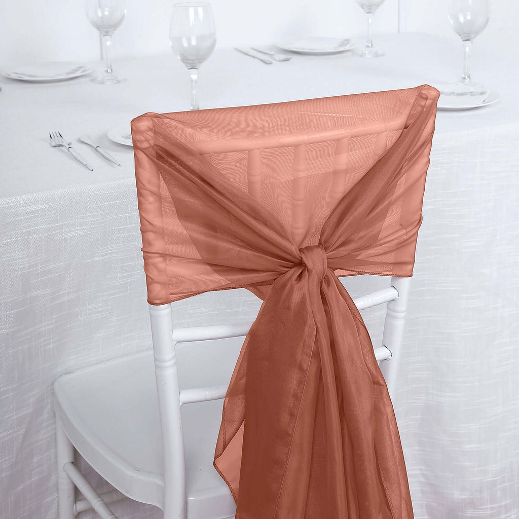 Premium Chiffon Sashes 22"x78" Terracotta | TableclothsFactory