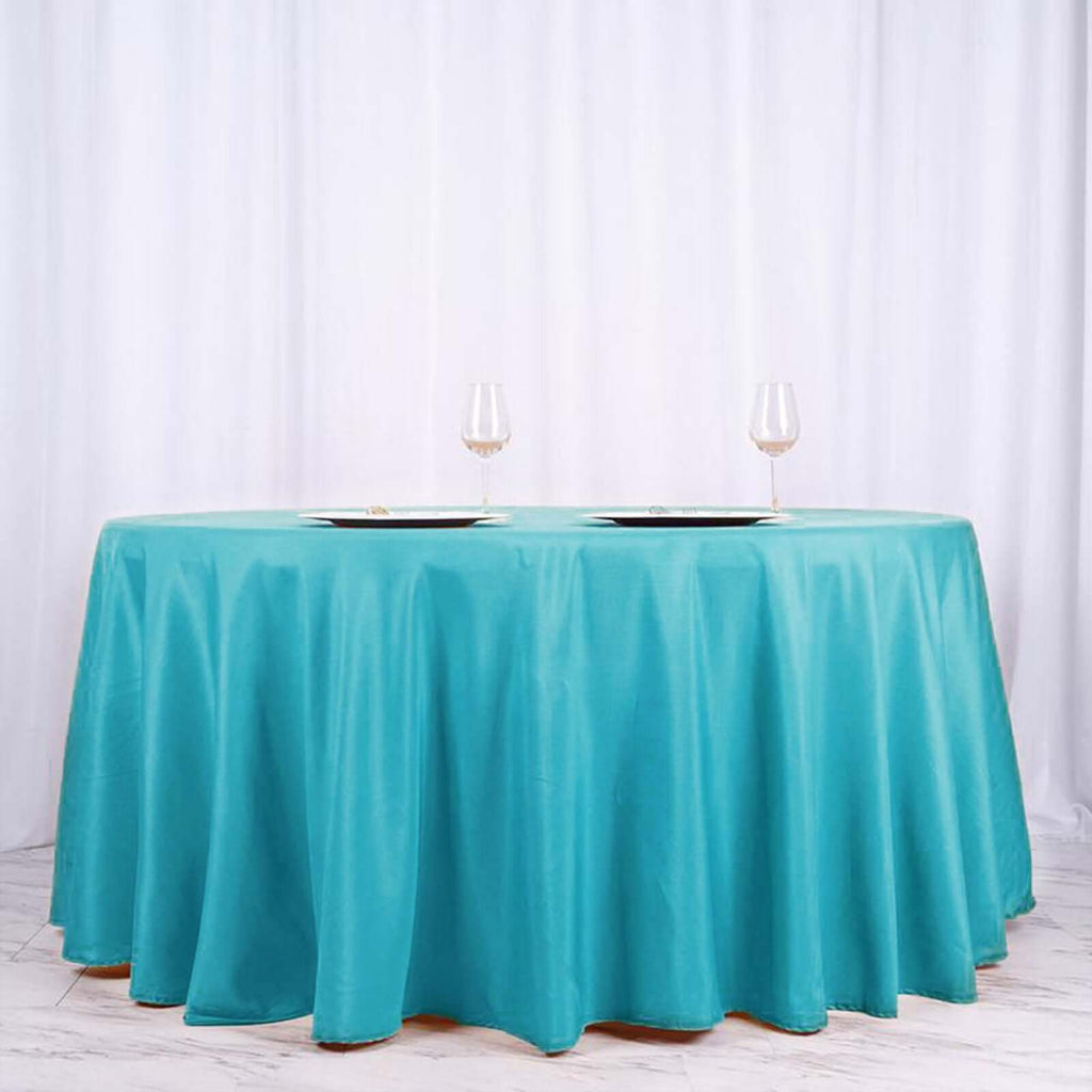 Polyester Round Tablecloth 120" Turquoise | TableclothsFactory