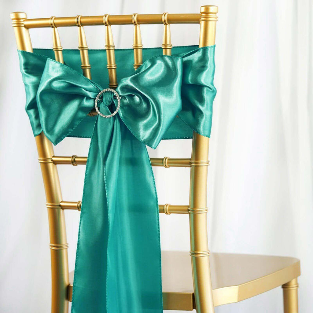 Satin Chair Sashes 6"x106" Turquoise | TableclothsFactory